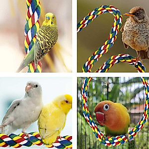 Bird Rope Perch Parrot Toys Birds Bungee Rope Perch Climbing Swing Perches for Parrot Cockatiels Toy Bird Cage Stand Accessories Colorful Parakeet Rope Perch Small Spiral Rope Perch (23.6 Inches)