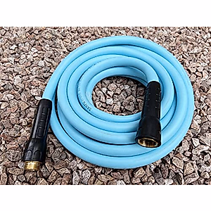 SANFU Hybrid Garden Water Hose 5/8 IN. X 50 FT, 180PSI, Lightweight, Flexible with Swivel Grip Handle Female and 3/4" GHT Solid Brass Fittings, Drinking Water Hose For RV, Azure(50')