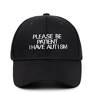 YUNXIBASECAP Cotton Unisex Please Be Patient I Have Autism Baseball Cap，Adjustable Dad Hat Black