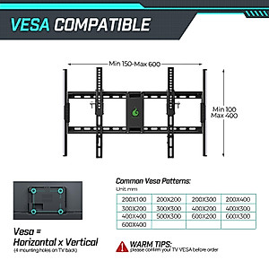 Greenstell TV Wall Mount with LED Lights, Tilt TV Mount for 37"-75" Flat/Curved TVs, Low Profile Wall Mount TV Bracket Fit 16"-24" Stud, Max VESA 600x400mm, Holds up to 132lbs