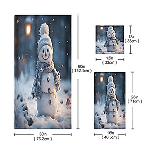 Flradish Snowman Towels 3 Pack Bath Towels for Bathroom Set Soft Cotton Highly Absorbent Lightweight & Quickdry Towel Set 1 Bath Towel,1 Hand Towel,1 Washclothe