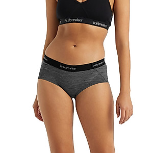 Icebreaker Merino Sprite Hot Pants Underwear for Women, Merino Wool Base Layer - Lightweight, Soft Women’s Panties for Cold Weather Activities - Thermal Underwear, Gritstone Hthr, X-Small
