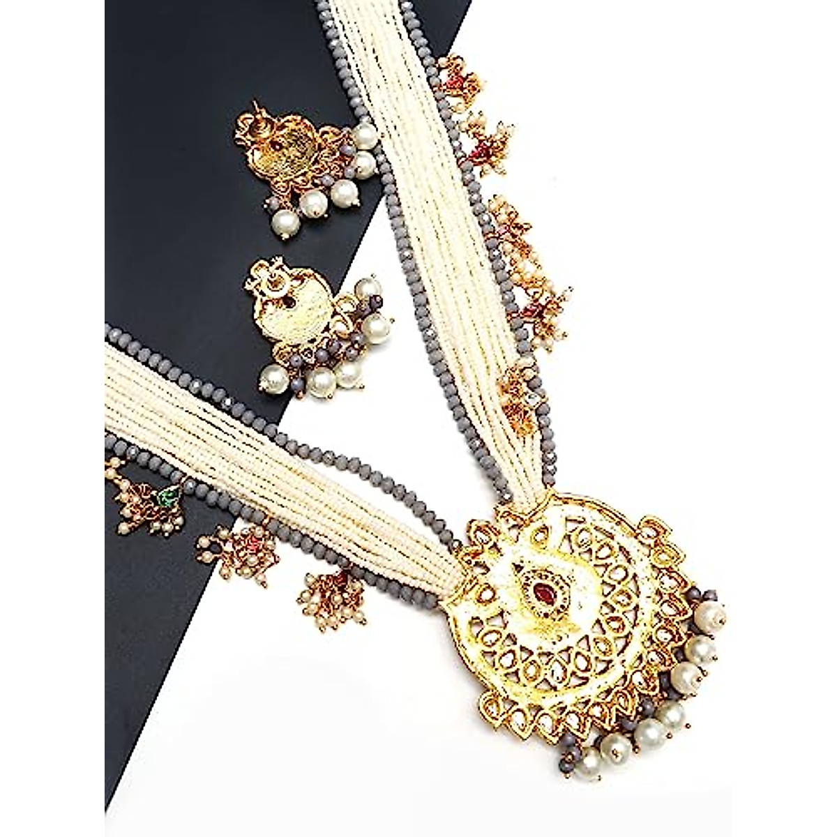 OZANOO Kundan Necklaces Set For Women And Girls, Kundan Necklace Set Jaipuri Jewellery/Indian Traditional Jewellery Set For Women And Girls, Necklaces