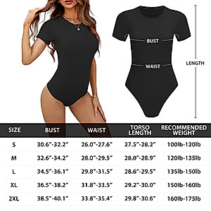 BALENNZ Women's 5 Pack Short Sleeve Round Neck Bodysuit Tops Crew Neck Basic Casual Tshirt Bodysuits Large