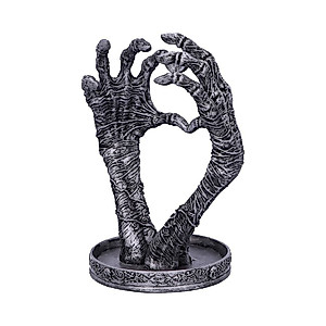 Nemesis Now Gothic Mummified Love Heart Hands Jewellery Dish Holder, Silver, 22cm