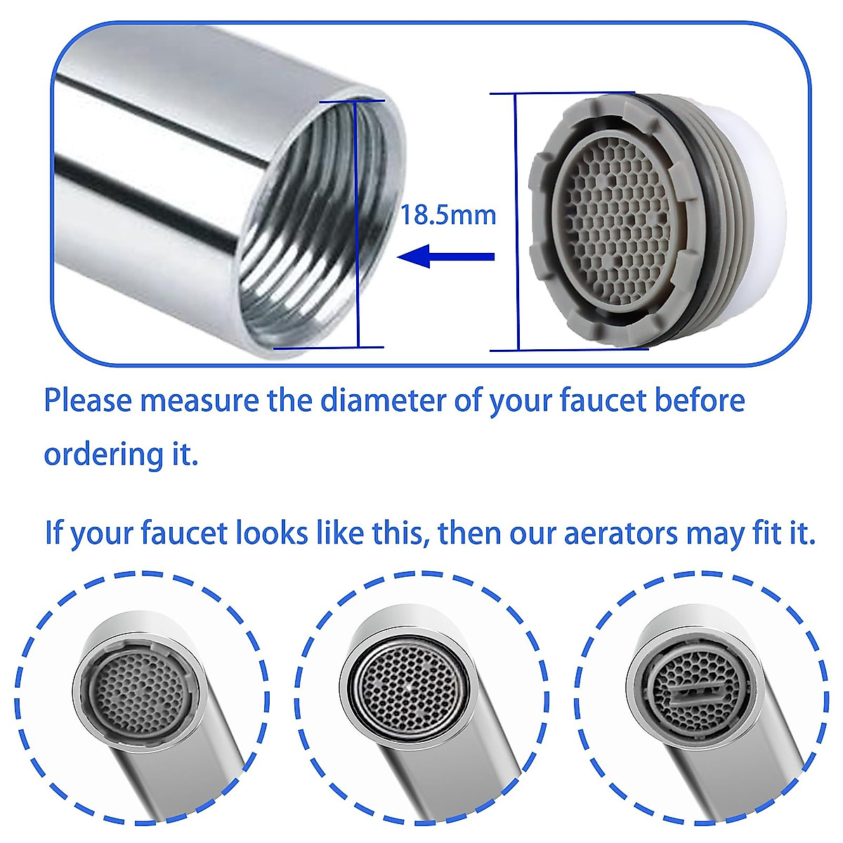 5PCS Faucet Aerator with 1PCS Faucet Cache Aerator Removal Tool, 24mm Sink Aerator Water Saving Flow Restrictor Set Replacement Part for Bathroom or Kitchen Faucet