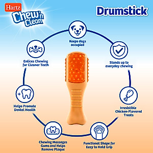 Hartz Chew ‘n Clean Chicken Flavored Drumstick Dog Treat & Chew Toy, Small, 2 Pack