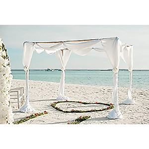 58" Solid Color Chiffon Fabric Rustic Sheer Bridal Wedding Party Decorations Backdrop, White, 5 Yards