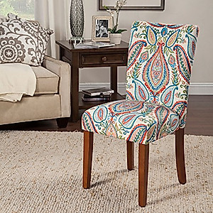 HomePop Parsons Classic Upholstered Accent Dining Chair, Set of 2, Colorful Paisley