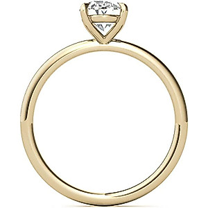 CUSTOMIZE JEWELS 3.00 Carat -10x8 mm Brilliant Oval Cut Moissanite Solitaire Engagement Ring with Plain Band 14k Yellow Gold,D-VVS1 (5.5)