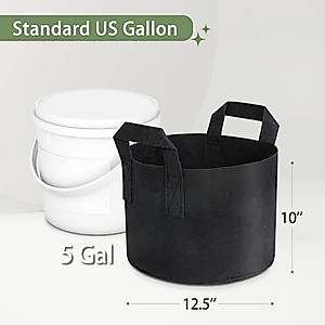 GreatBuddy 12-Pack Grow Bags 5 Gallon, Thick Fabric Planter Bags for Vegetables, Sturdy Handles & Reinforced Stitching, Labels Included, Black