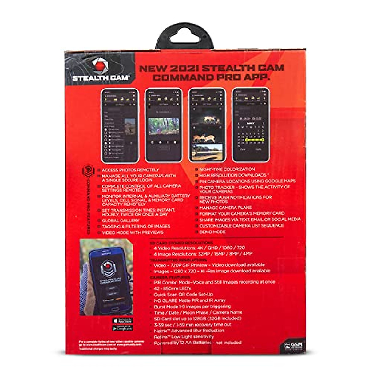 Stealth Cam DS4K Transmit Cellular AT&T OR VERIZON 32MP Photo & 4K at 30 FPS Day & Night Video 0.2 Sec Trigger Speed Hunting Game Camera - Supports SD Cards Up to 128GB