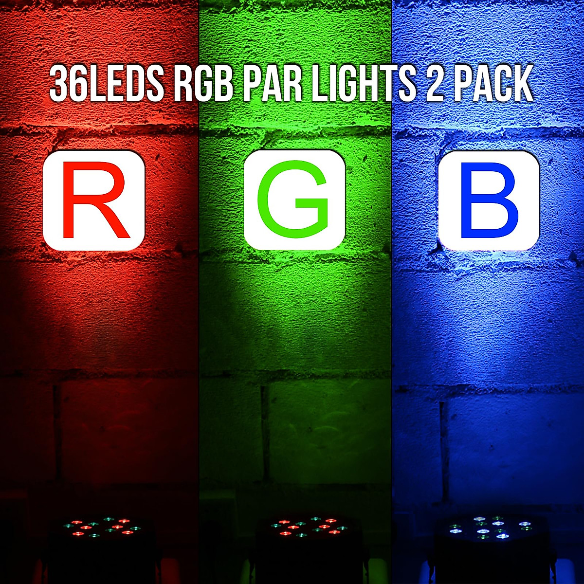 36 LED Stage Lights RGB DJ LED Par Light Remote & DMX Controlled Sound Activated Auto Play Uplights for Wedding Birthday Christmas Holiday Music Show Dance Party Stage Lighting-2 Pack