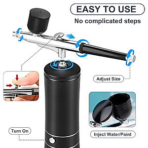 Airbrush Kit with Compressor, Auto Handheld Airbrush Gun with 0.3mm Tip, Rechargeable, Portable Air Brushes for Painting, Tattoo, Nail Art, Model Coloring, Makeup, Cake