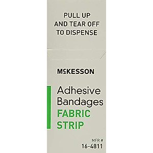 McKesson Adhesive Bandages, Sterile, Fabric Strip, 1 in x 3 in, 100 Count, 3 Packs, 300 Total