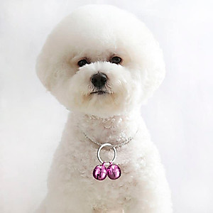 Dog and Cat Collar Bells Pink and Silver 4-Piece Combo Pet Tracker Round Handmade Copper with 4 Keyring Pendant Bells Loud Anti-Lost Training Bells