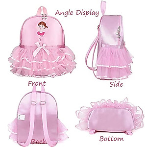 RZTA Ballet Dance Backpacks for Girls Ballerina Duffel Bags Tutu Dress Lace School Backpack (B2 Pink)