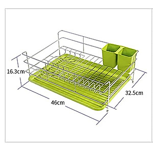 JUNXIAN Dish Rack Single Layer 304 Stainless Steel Tableware Storage Racks, Kitchen Dishware Storage Stand, Household Dish Drying Rack Dish Containers(A)
