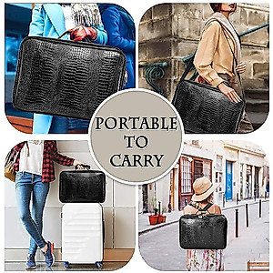 gzcz Large Makeup Train Case Professional 16" Travel Makeup Cosmetic Bag Organizer Portable PU Leather Makeup Storage Case Artist Box with Adiustable Dividers & Strap (L-Crocodile Pattern)