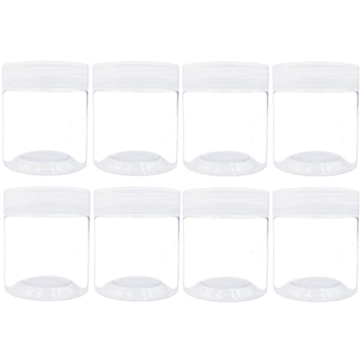Hodooly 8 Pack 4 oz Empty Plastic Jars with Lids,Wide-mouth Clear Storage Containers, Empty Round Clear Plastic Jars with Lids and labels for Body Butter, Bath Salt, Slime and Beauty Products