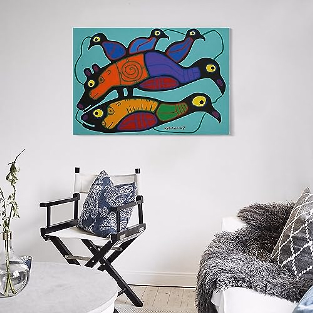 Norval Morrisseau Prints Loon Spirits Transforming Poster Gifts Canvas Painting Poster Wall Art Decorative Picture Prints Modern Decor Framed-unframed 16x24inch(40x60cm)