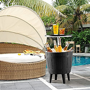 YITAHOME Cooler Table Outdoor,3-in-1 Height Adjustable Cooler Side Table,9.8 Gallon Patio Cooler with Drainage Plug for Deck Pool Party