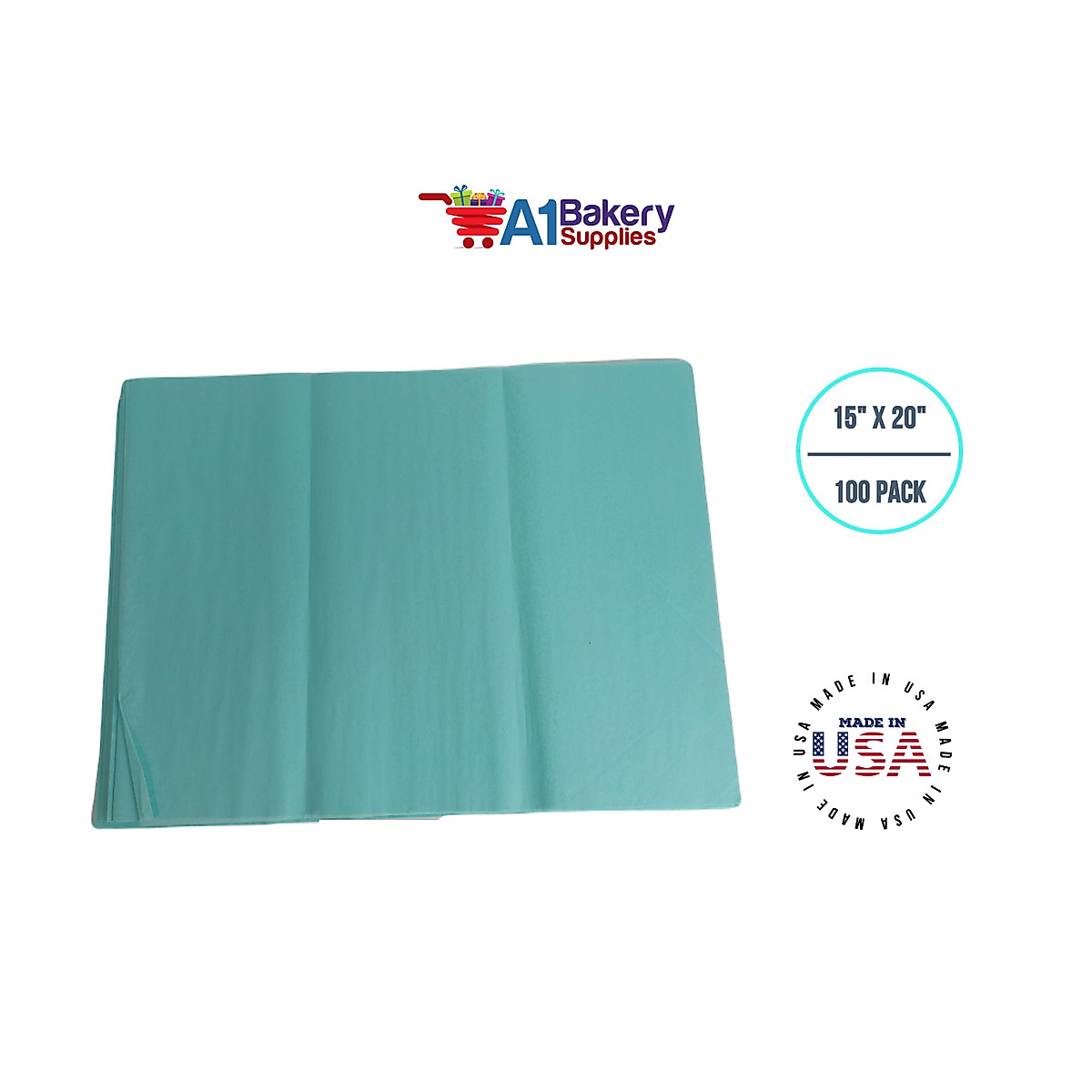 A1 Bakery Supplies Pistachio Green Bulk Tissue Paper 15 Inch x 20 Inch - 100 Sheets Premium Paper