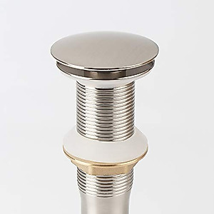 Brushed Nickel Pop Up Sink Drain Without Overflow, Bathroom Faucet Detachable Basket Vessel Sink Drain Stopper