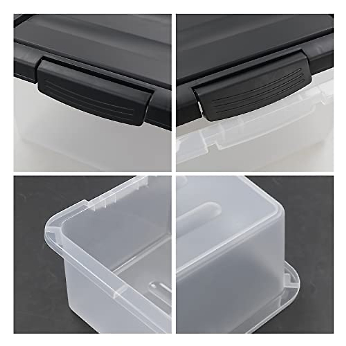 Teyyvn 14 L Clear Storage Box, 2-Pack Plastic Storage Bin with Black Lid
