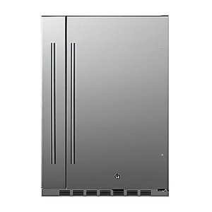 Summit Appliance SPR196OS24 24" Wide Built-In All-Refrigerator, Slide-out Storage Compartment, 17.25" Shallow Depth, Weatherproof Design, Stainless Steel Construction, 3.13 cu.ft Capacity