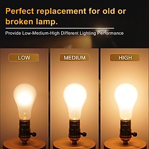 DiCUNO UL Listed 3-Way Lamp Socket Replacement, E26 Standard Threaded Base Light Socket, Turn Switch Knob for Low-Medium-High Light Settings, DIY Project, Table, Floor Lamp Repair Kit, 1-Pack, (Gold)