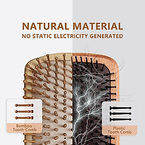 JDY Brush Natural Bamboo Hair Brush Paddle Hairbrush For Women,Men and Kids Curly Straight Wavy Thick Long Hair for better Scalp Massage