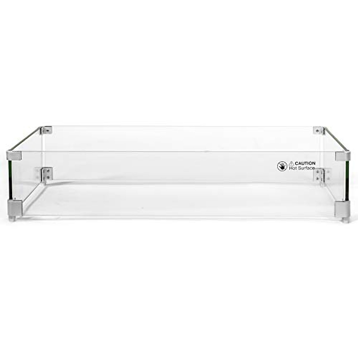 Barton 30" x 14" inch Outdoor Fire Pit Table Wind Guard Tempered Glass Flame Guard Fence Fire-Resistant Rectangular Screen, Clear