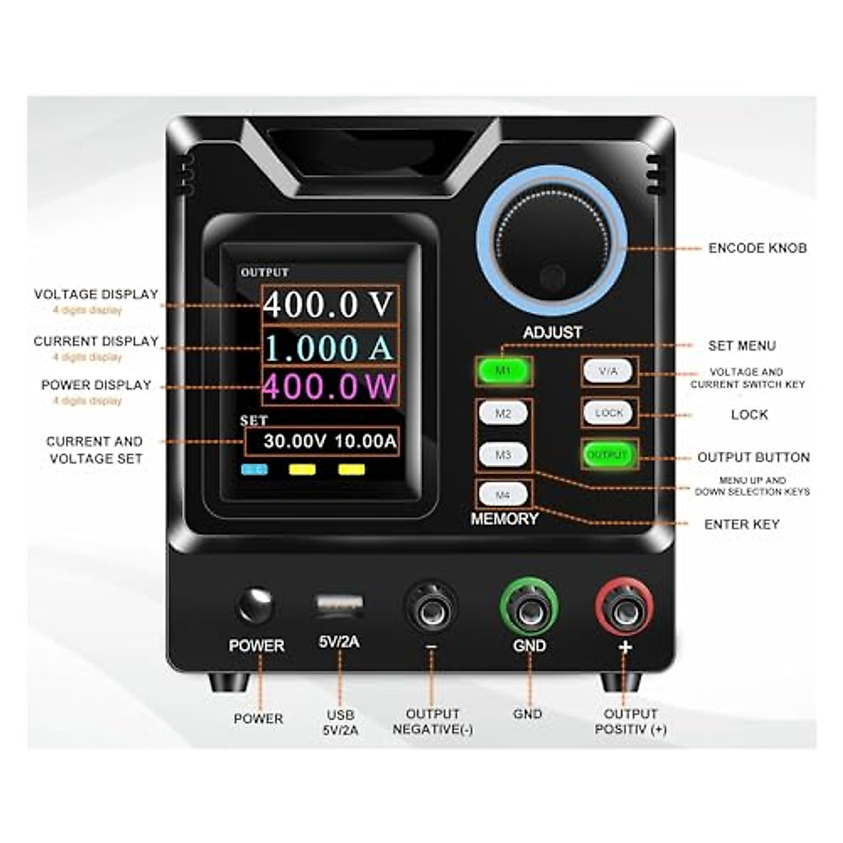 Programmable DC Switching Power Supply 1000V 1A 400V 600V 800V 500W 1000W Bench Power Supply(800V 1A-RS232,110V)