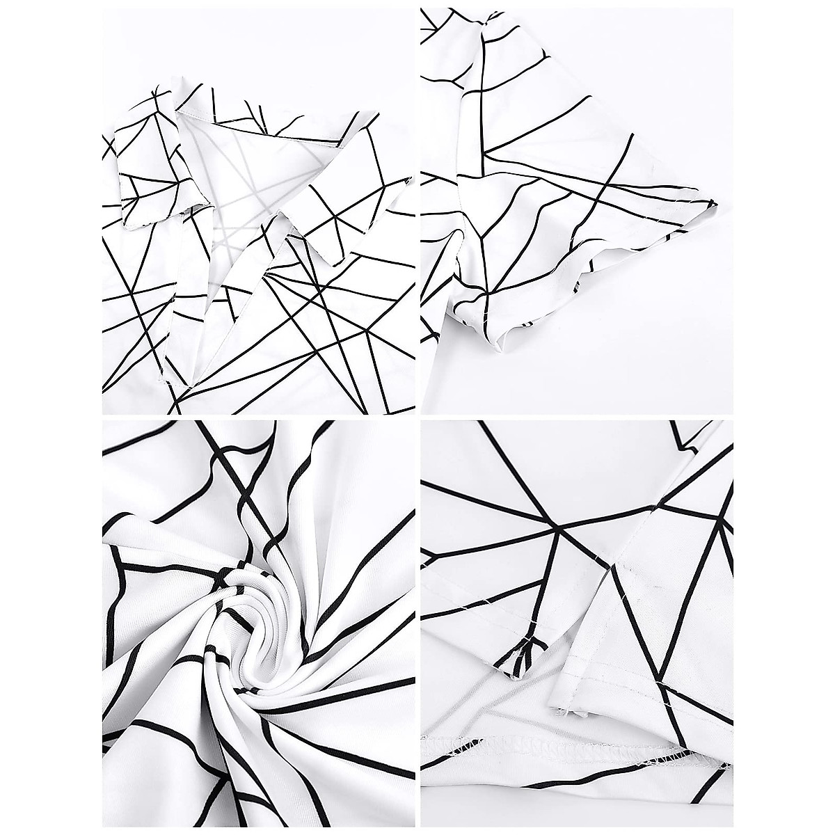 Cucuchy Women's Golf Clothing Golf Shirt UPF50+ Sun Protection Short Sleeve Workout Moisture Wicking Athletic Shirts Polo V Neck Tops Geometry White M