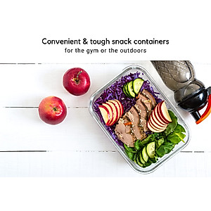 Brieftons Glass Meal Prep Containers: 5 Pack, 30 Oz with Airtight, Leakproof Snap Locking Lids, Perfect for Food Storage, Lunch & Portion Control, BPA-Free, Microwave, Oven, Freezer & Dishwasher Safe
