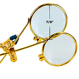 Maximize Double Loupe Clip On to Eyeglass Frames | Magnification 5X and 10X Power | Gold Tone Color | Built for Jewelry Repair, Watchmaking, Electronics Repair, and Steampunks