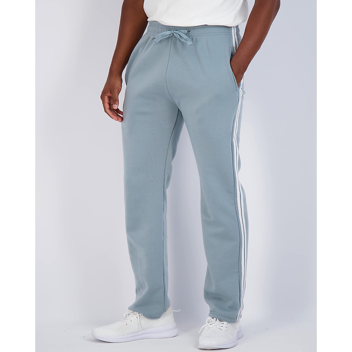 Real Essentials Men's Open Bottom Mens Sweatpant Men Tech Fleece Active Sports Sweat Sweats Athletic Training Pant Track Gym Running Casual Heavy Sweatpants Pockets Pants - Set 9, L, Pack of 3