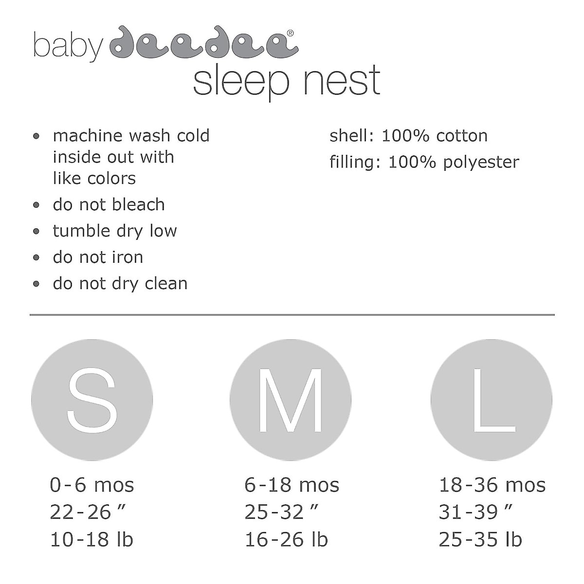baby deedee Sleep Nest Warm Baby Sleeping Bag fits Newborns and Infants, Gray Lagoon, Medium (6-18 Month)