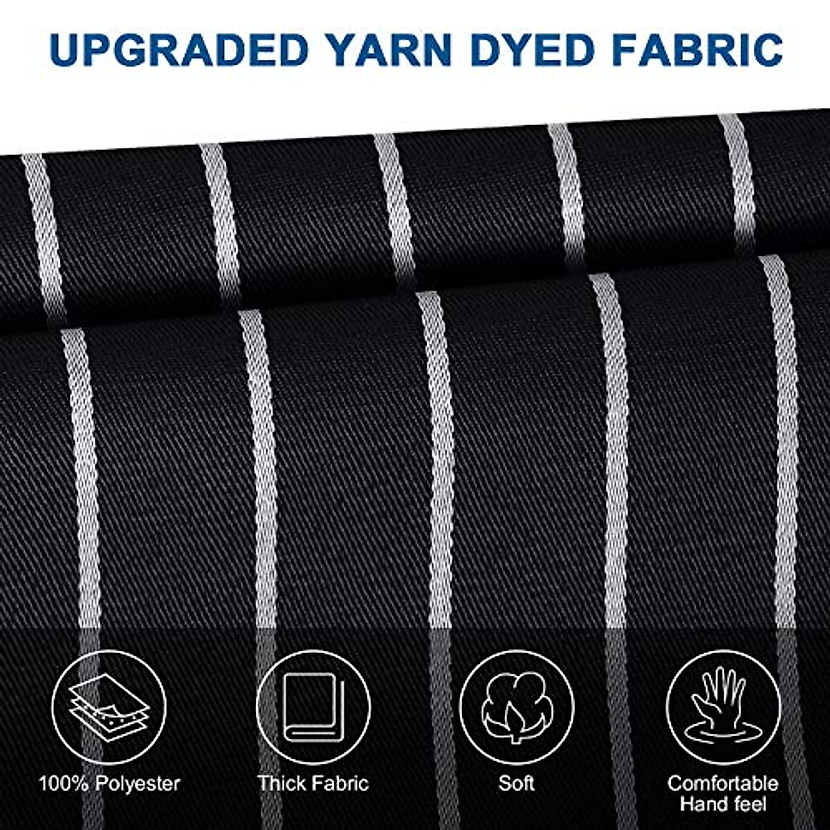 Syntus 2 Pack Adjustable Bib Apron with 3 Pockets Cooking Kitchen Aprons for Women Men Chef, Black/White Pinstripe