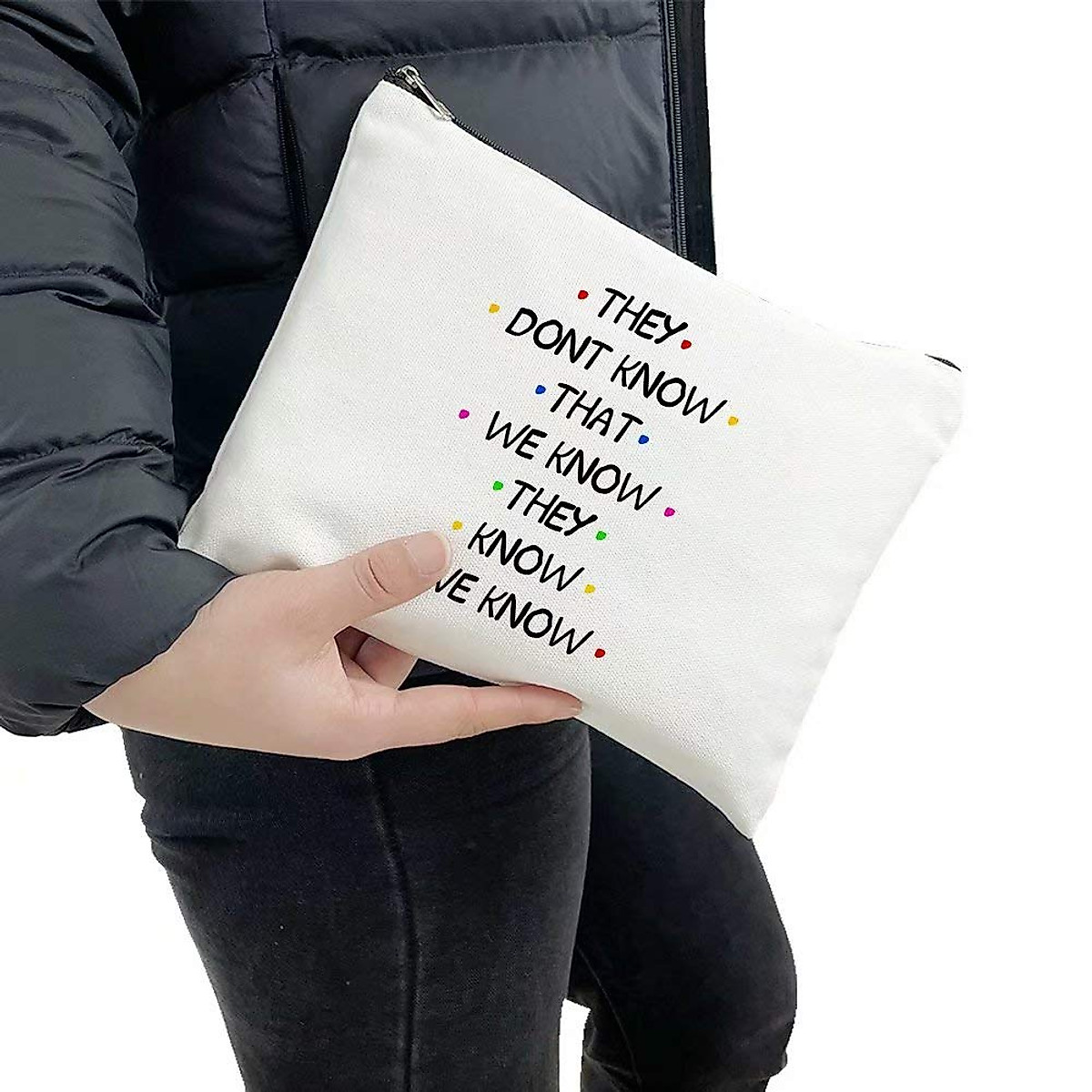 Funny Makeup Cosmetic Bag Friends Tv Show Cotton Zipper Pouch Travel Bag Toiletry Make-Up Case for Friends Fans Women Stoner Friend Bestie Birthday Gifts