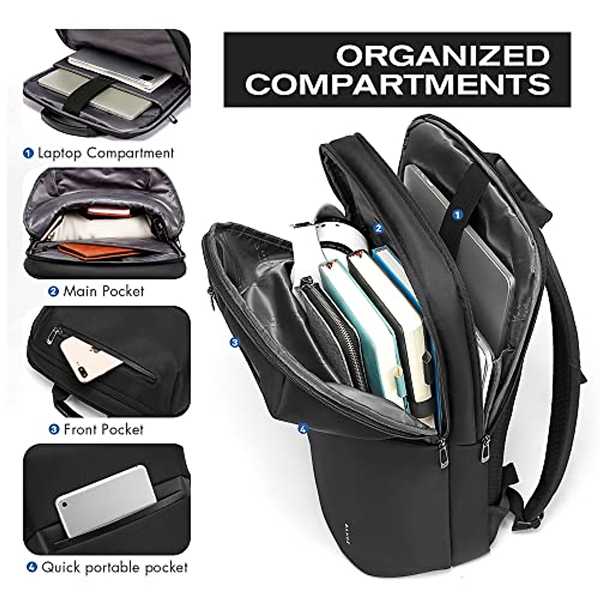 BANGE Laptop Backpack for 15.6 Inch,Slim Business Backpacks,Lightweight Fashion Work Backpack for Men and Women