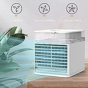 Hua Sheng Portable air conditioner, personal air cooler, 3-speed 7-color night light, mini air conditioner, table fan in room and office, air humidifier, air cooler with USB cable