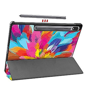 Berkin Arts Samsung Galaxy Compatible with Tab S8/S7 Case 11 Inch Model SM-X700/X706/T870/T875/T878Tri-Fold Stand Cover Cloisonnism Vibrant Expressive Colorful Energetic Brush