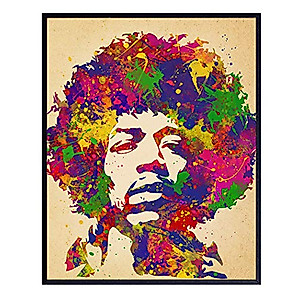 Jimi Hendrix Poster - 8x10 Psychedelic Experience Wall Art Decor for Men, Boys Bedroom, Living Room, Music Studio - Gift for Guitarist, Musician, Woodstock, Purple Haze, 60's Music Fan - UNFRAMED