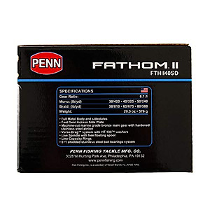 Penn FTHII40SD Fathom II Star Drag Reel, 7 Brg, 6.1:1, Rnd,420/30#