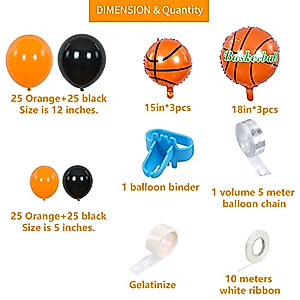 BEISHIDA 110 PCS Basketball Theme Balloon Garland Arch Kit Black Orange Balloons Kit Decorations For Basketball Sports Garland Theme Party Baby Shower Birthday Party Supplies