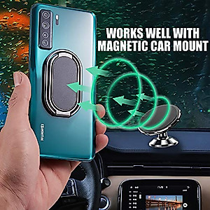 Rimyam Phone Ring Holder Finger Kickstand Foldable Cellphone Stand 360° Degree Rotation Metal Ring Grip Holder for Magnetic Car Mount Compatible with iPhone Samsung All Smartphone