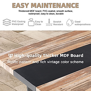 STHOUYN 71” 6ft Dinner Table Set for 6 8 12 Seat Dining Room Table with Bench, Rectangular Farmhouse Modern Kitchen Long Table, Black & Brown Industrial Dining Conference Table (3 Piece 71")