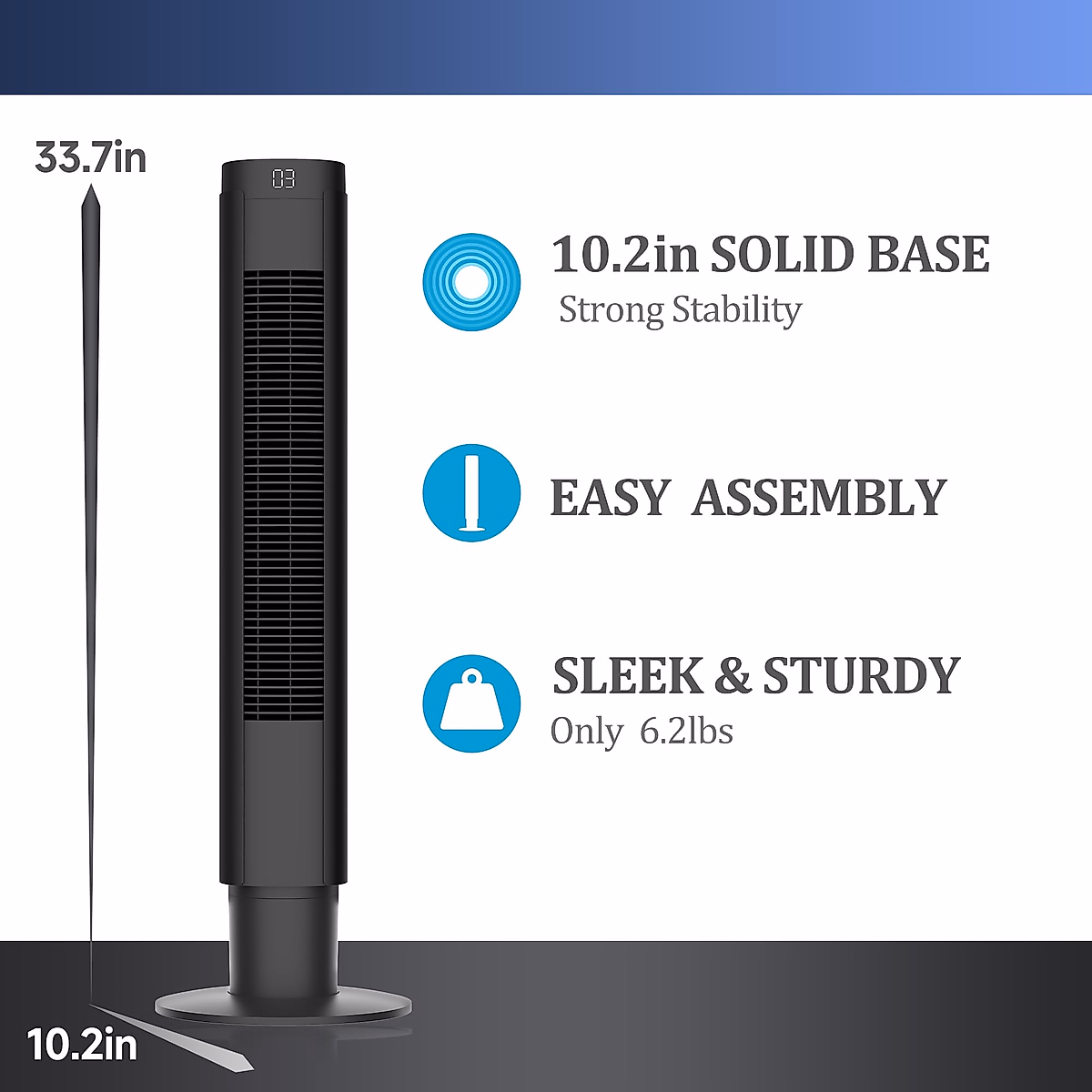 PHILODECO Industrial fan Tower Fans for Home,80 ° Vibration Remote Control Vertical Floor Fan, Multiple Modes, 9-Hour Timer, Bladeless Floor Fan, Led Display Screen,Silent Bedroom Fan, 4 Speeds,